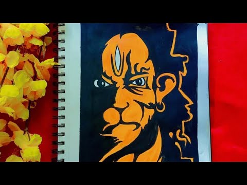 how to draw easy angry Hanuman ji | Hanuman ji drawing black and orange ...