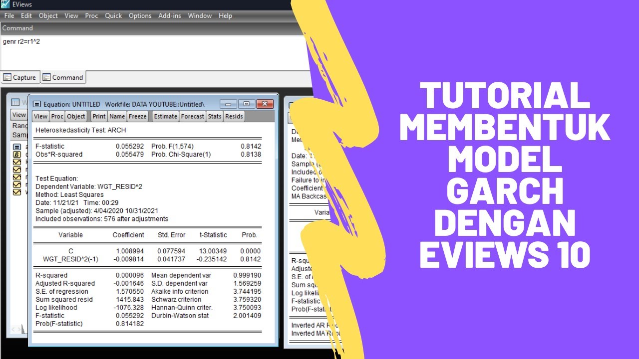 MEMBENTUK MODEL GARCH DENGAN EVIEWS | ANALISIS TIME SERIES - YouTube