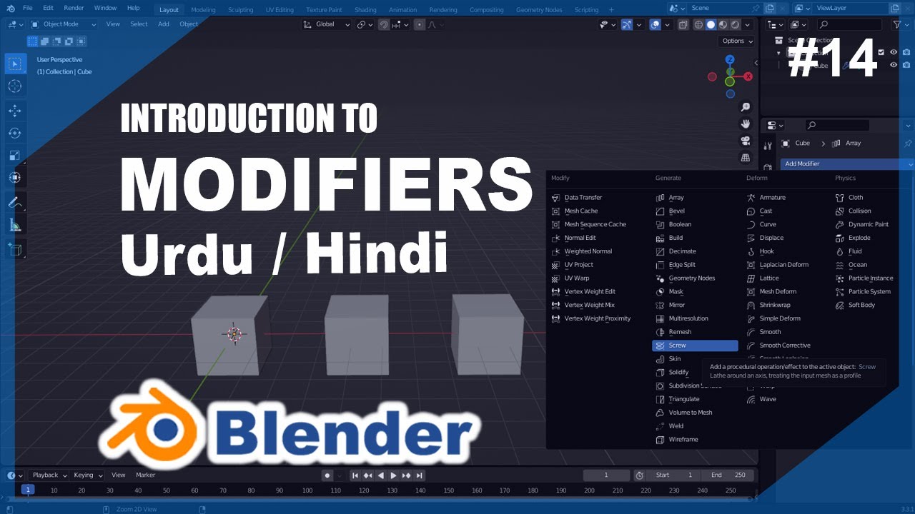 Basics of MODIFIERS - Urdu / Hindi | Blender 3.0 Beginner Tutorial ...