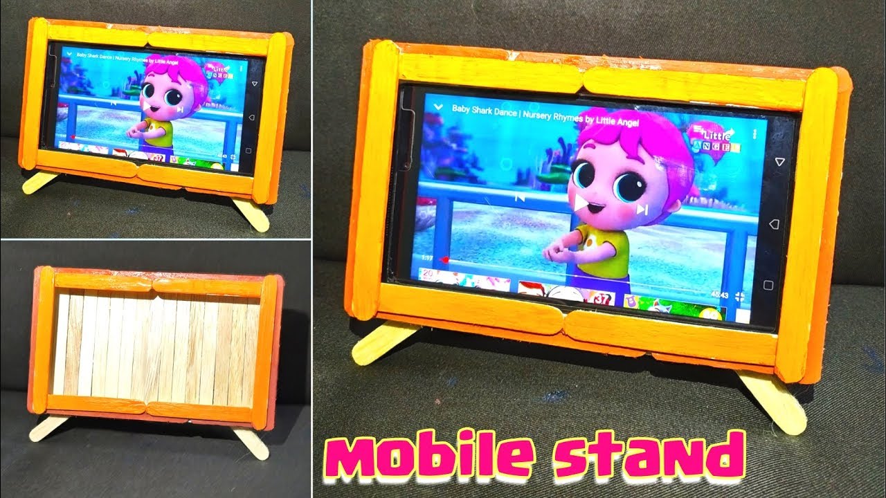 How To Make Mobile Stand With popsicle Sticks, popsicle stick crafts ...