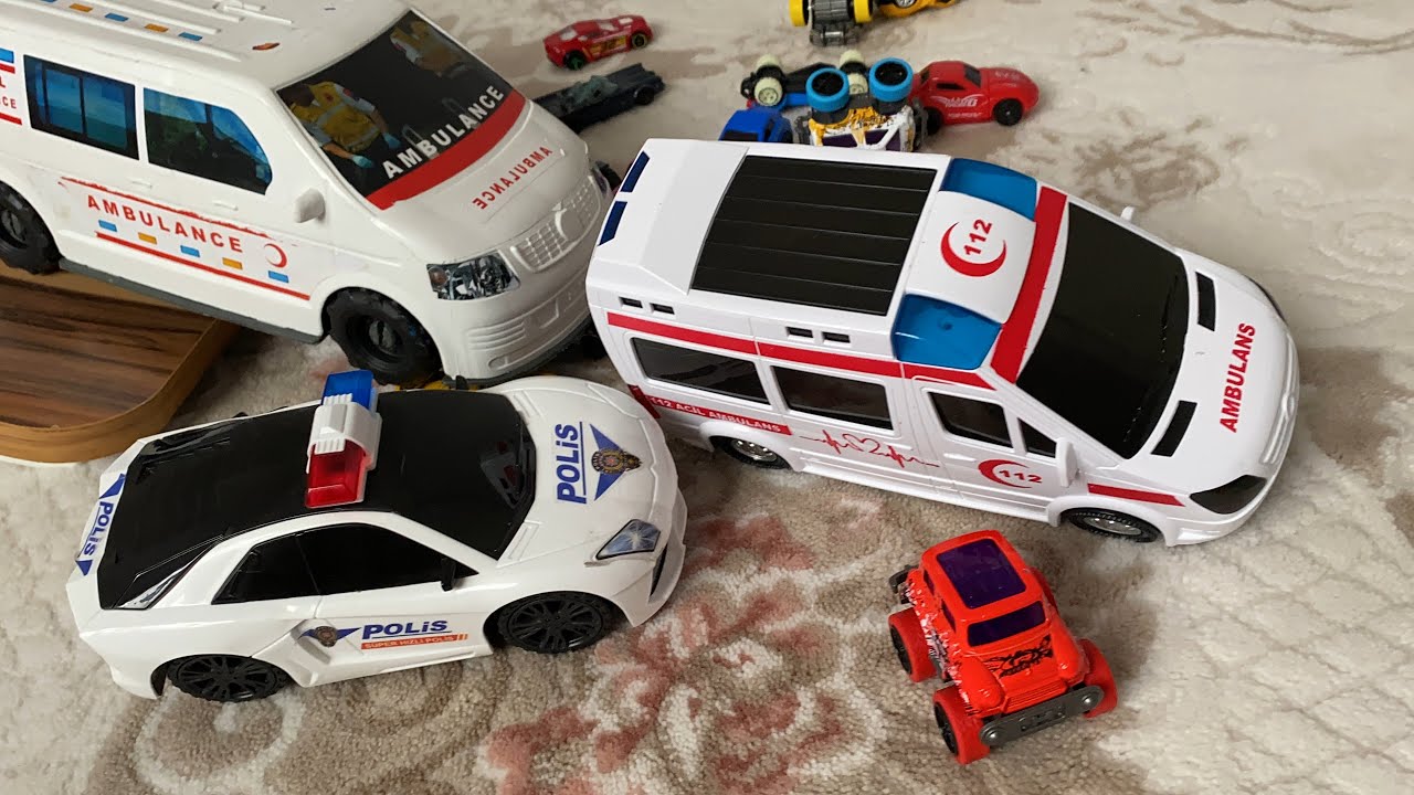Akülü araba | Ambulans | Polis arabası | hotwheels | Araba videoları ...