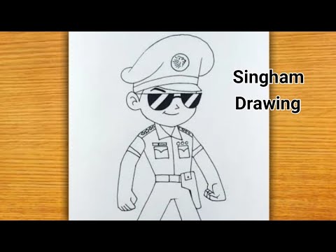How to Draw little Singham desh ka sipahi - Step by Step Easy - YouTube
