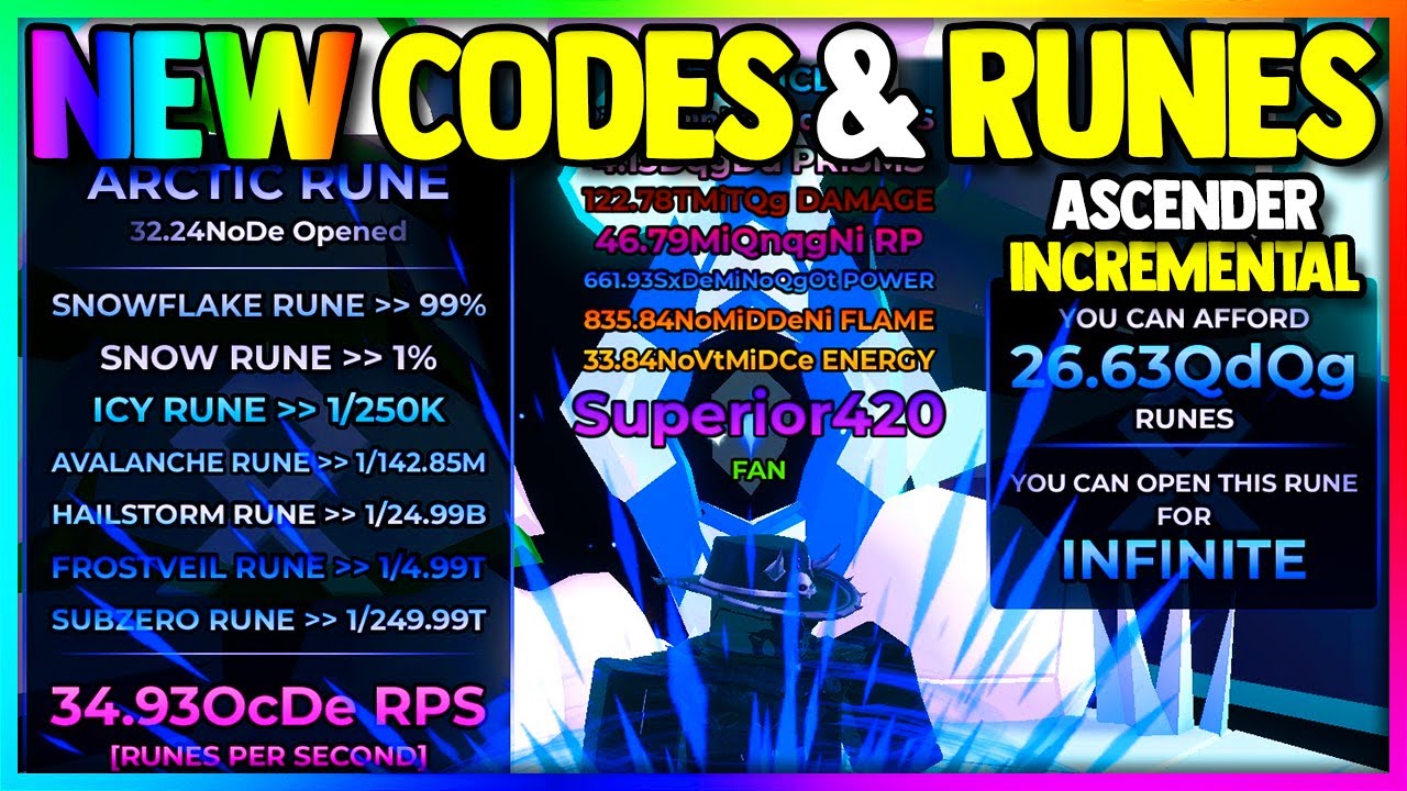 NEW CODES and RUNES in Roblox Ascender Incremental... - YouTube
