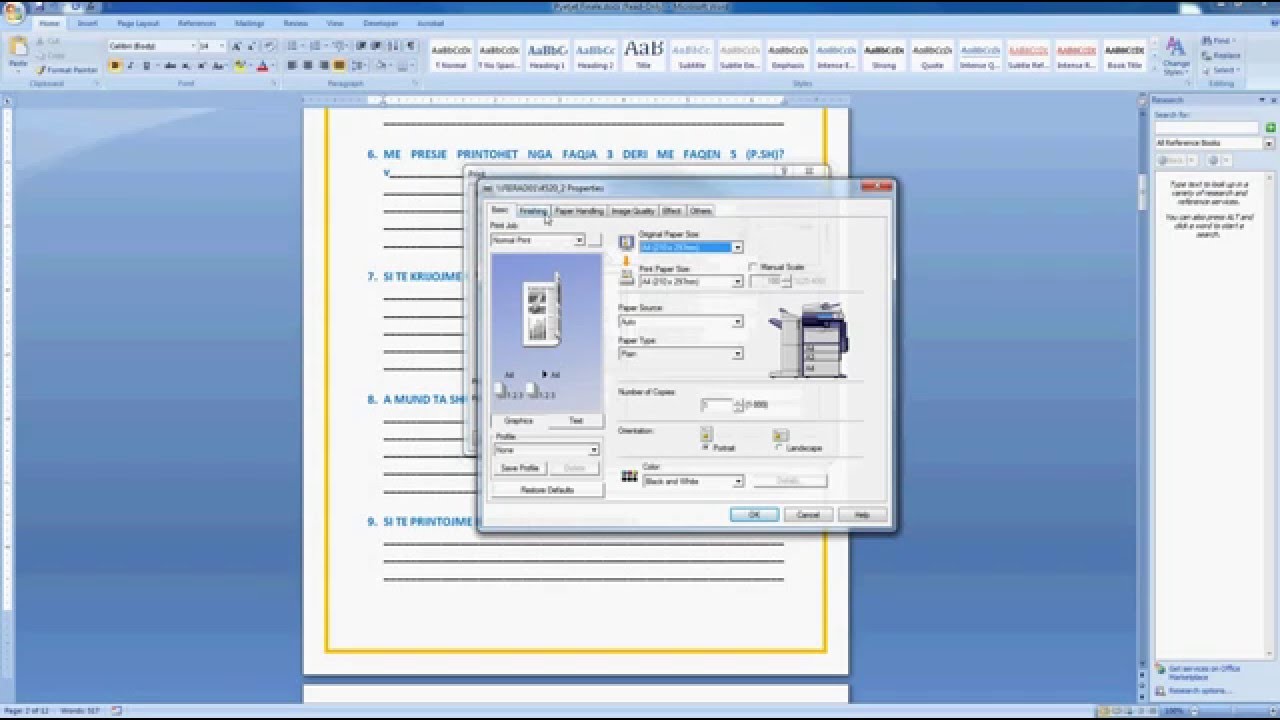 MS Word "Printimi nga te dyja anet e fletes" - YouTube