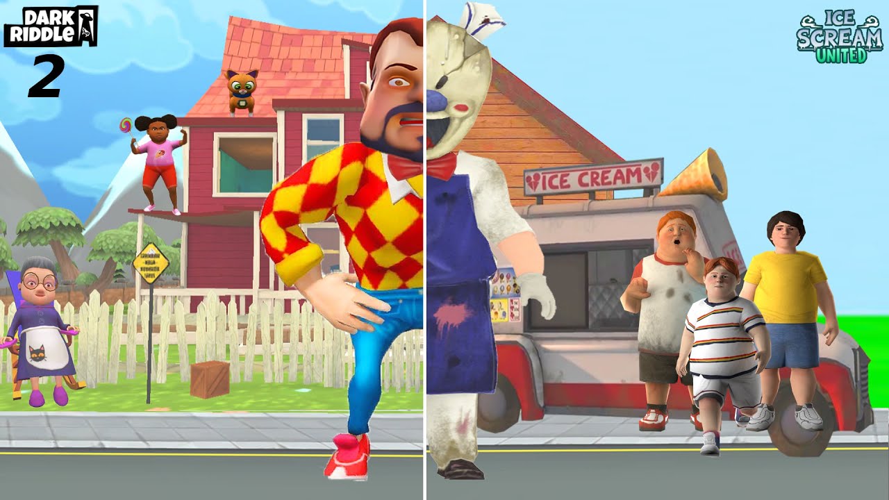 DONDURMACI ROD ve DARK RİDDLE KAPIŞIYOR 🥶 Dark Riddle 2 VS Ice Scream ...
