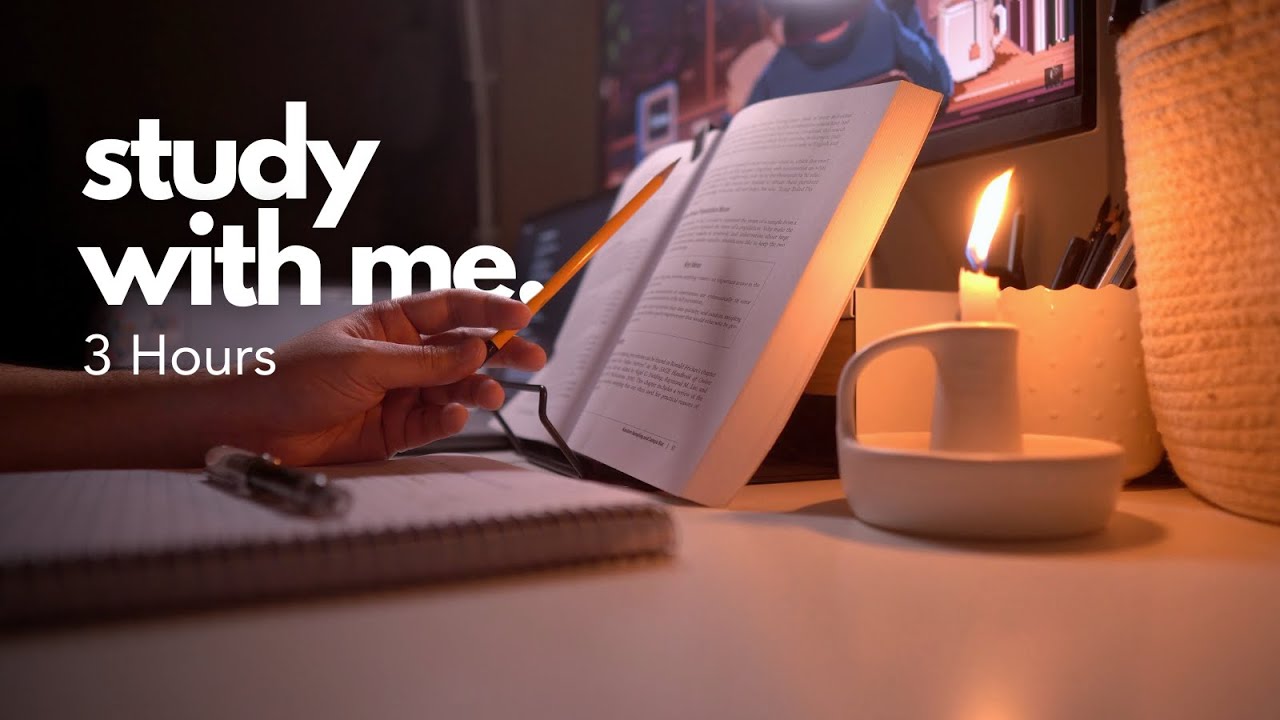 3 Hours Study With Me | No Music, Background Noise | Real Sounds ...
