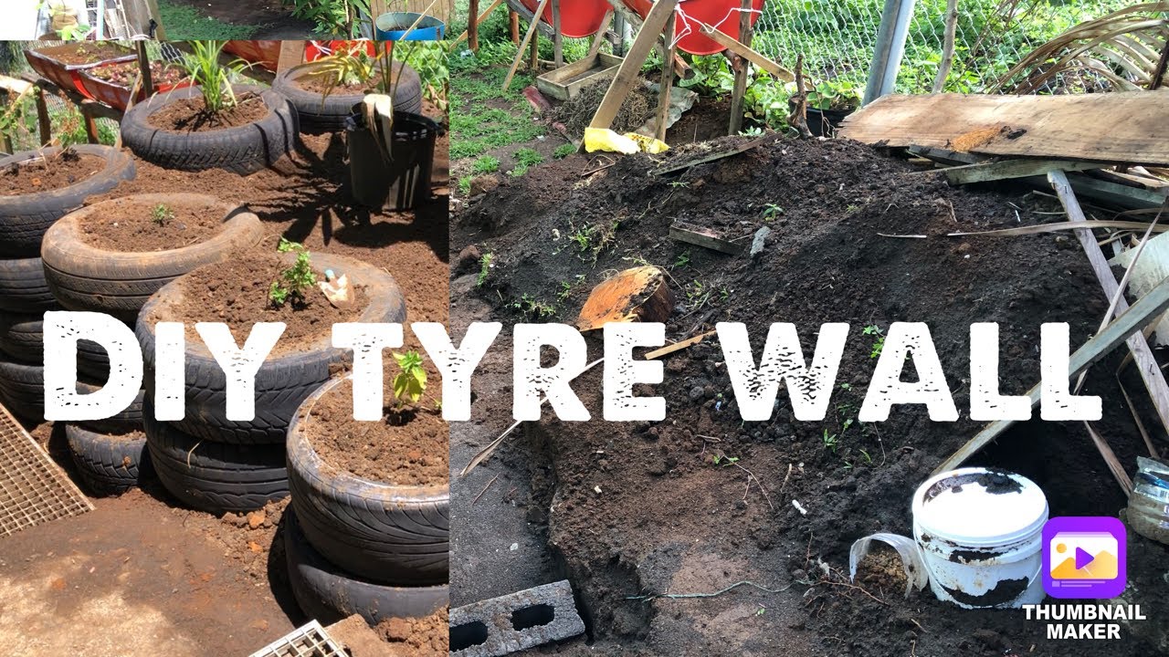 Using old tyres to make a garden - YouTube