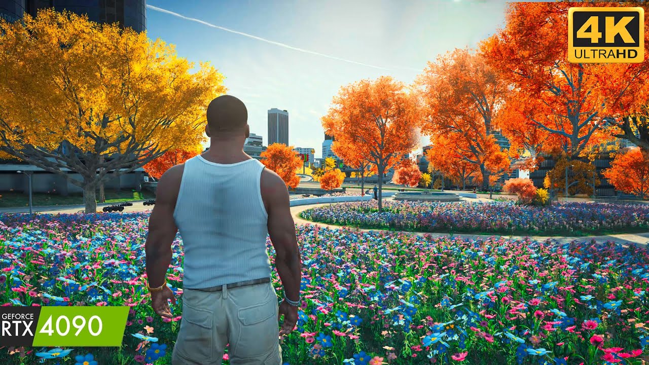 Destroying RTX 4090 With Real Life Vegetation Mod - Gta 5 Floral Grass ...