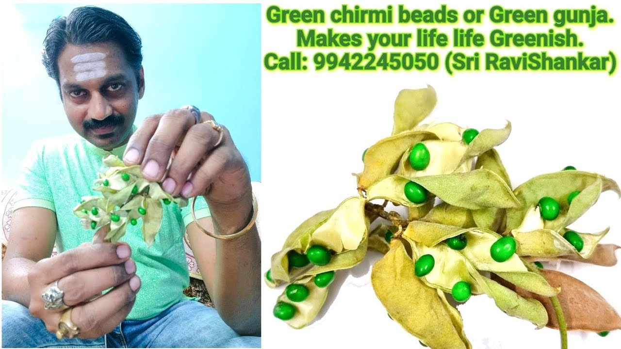 Green chirmi beads or Green gunja. - YouTube