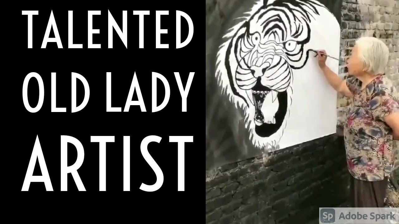 Talented Old Lady Artist ... Paints 3D Tiger on the wall.... Hidden ...