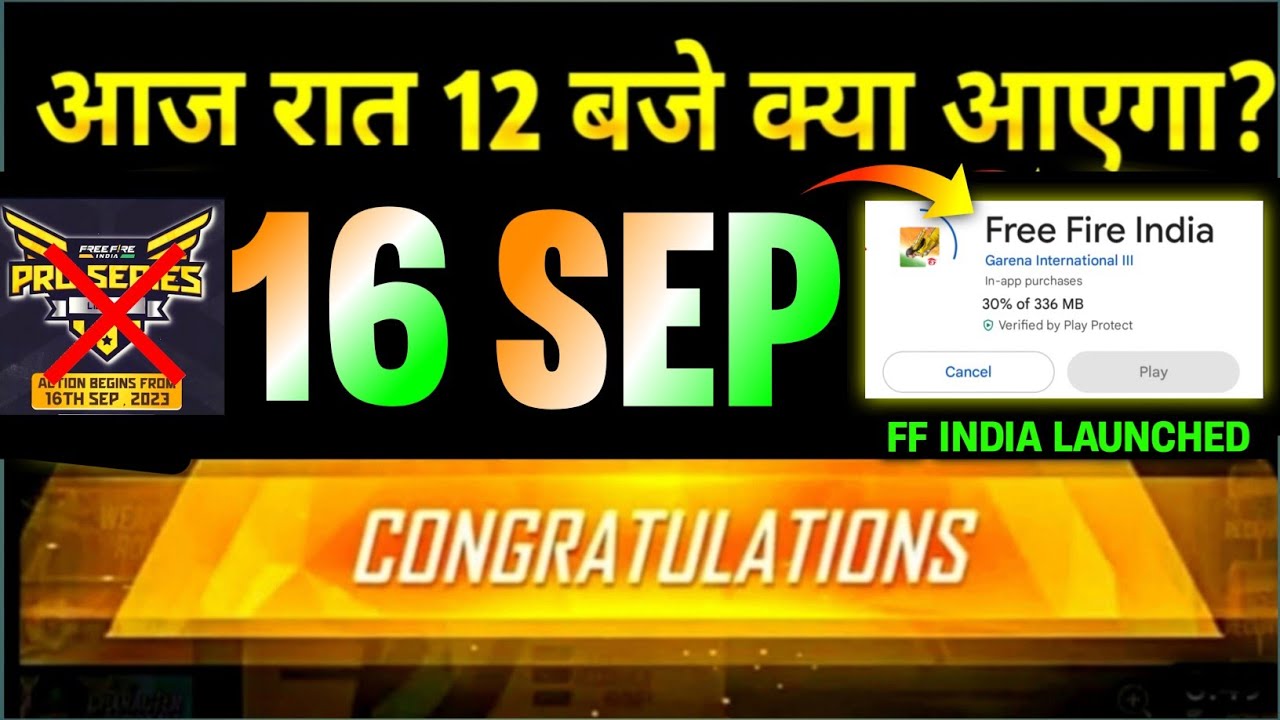 16 September🔥 Free Fire India On Play Store..?😱 Tonight Update | Free ...