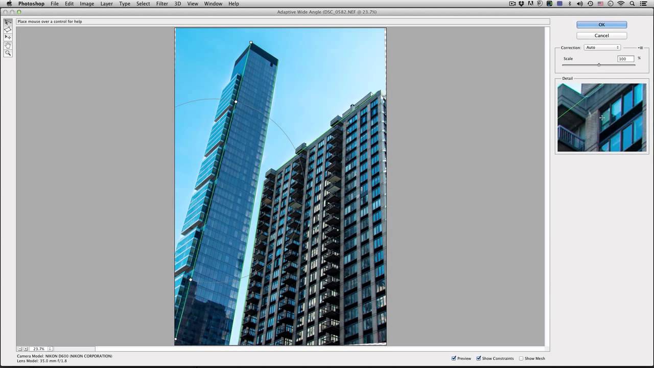 Adaptive Wide Angle Correction - YouTube