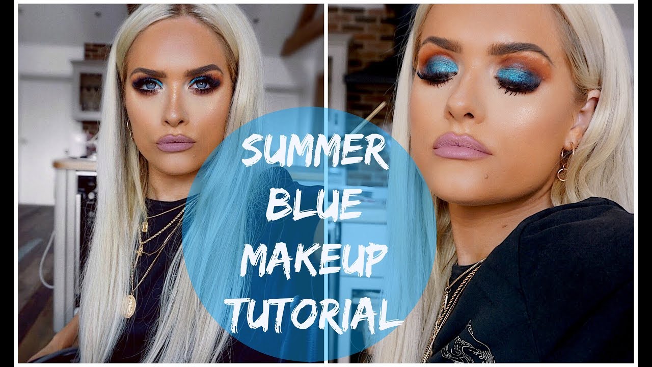 SUMMER BLUE EYE MAKEUP TUTORIAL | Jordan Bone - YouTube