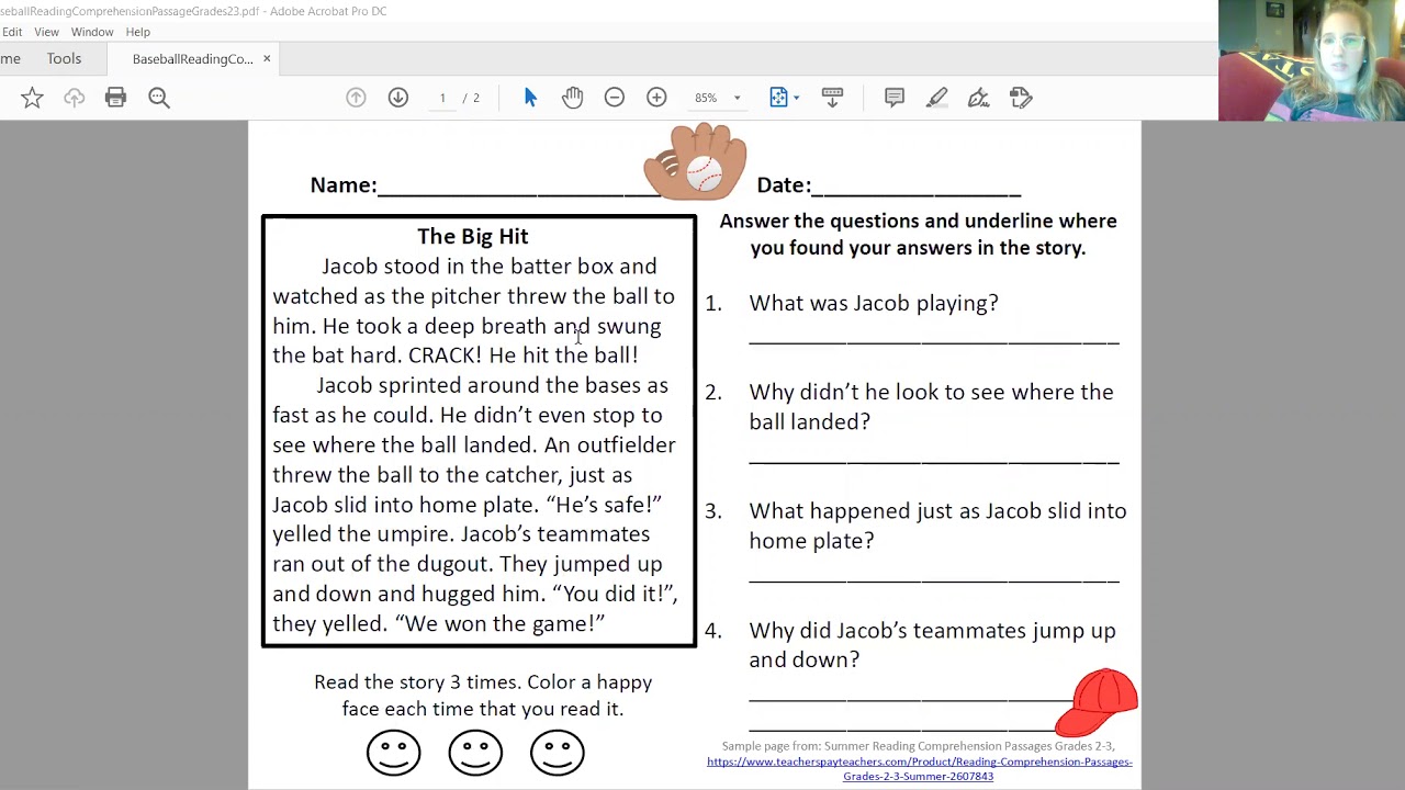 "The Big Hit" reading comprehension activity - YouTube