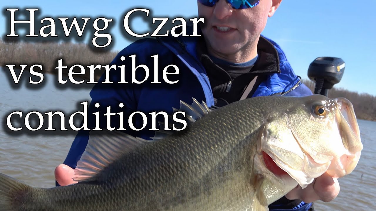 Hawg Czar grubs Bass fishing in terrible Cold Front Muddy Water Winter ...