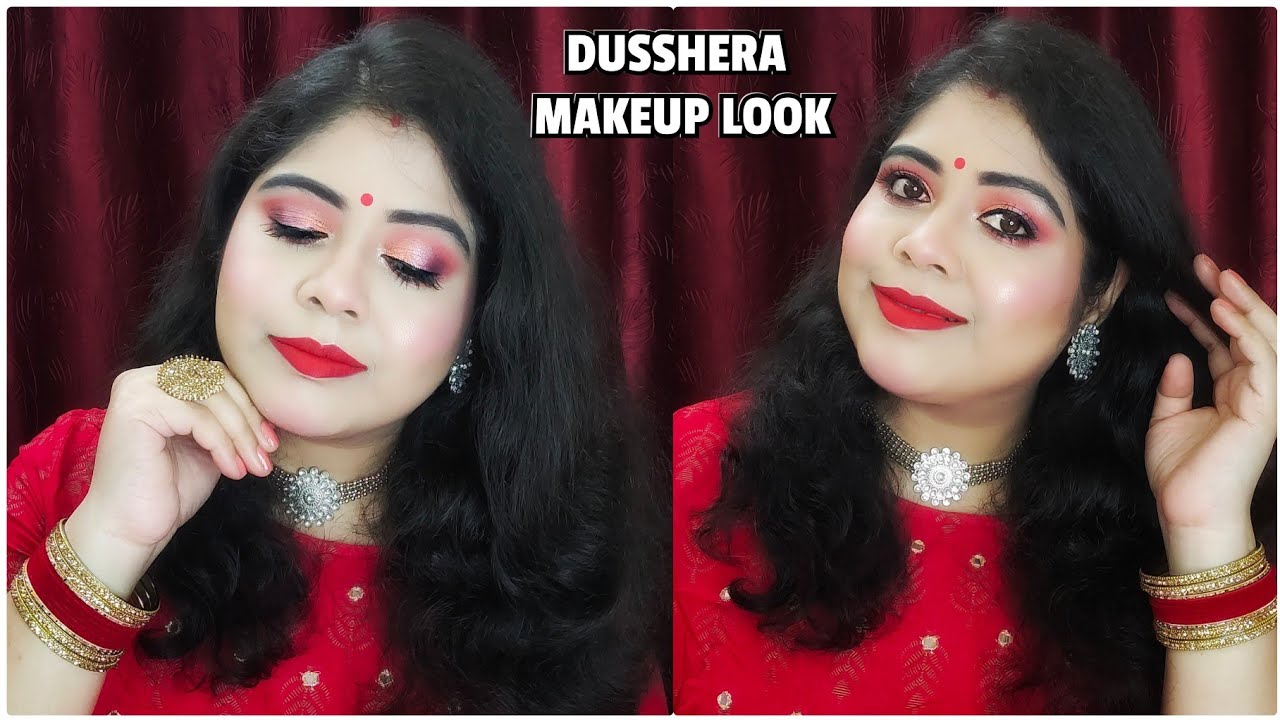 DUSSEHRA MAKEUP LOOK 2022 || TRADITIONAL INDIAN MAKEUP TRANSFORMATION ...