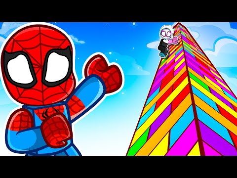 SPIDERMAN vs GWEN in GIANT JENGA... Roblox!