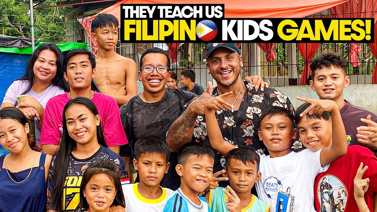 KIDS TEACH US TRADITIONAL FILIPINO GAMES 🇵🇭 + COOKING FOR 100 KIDS IN ...