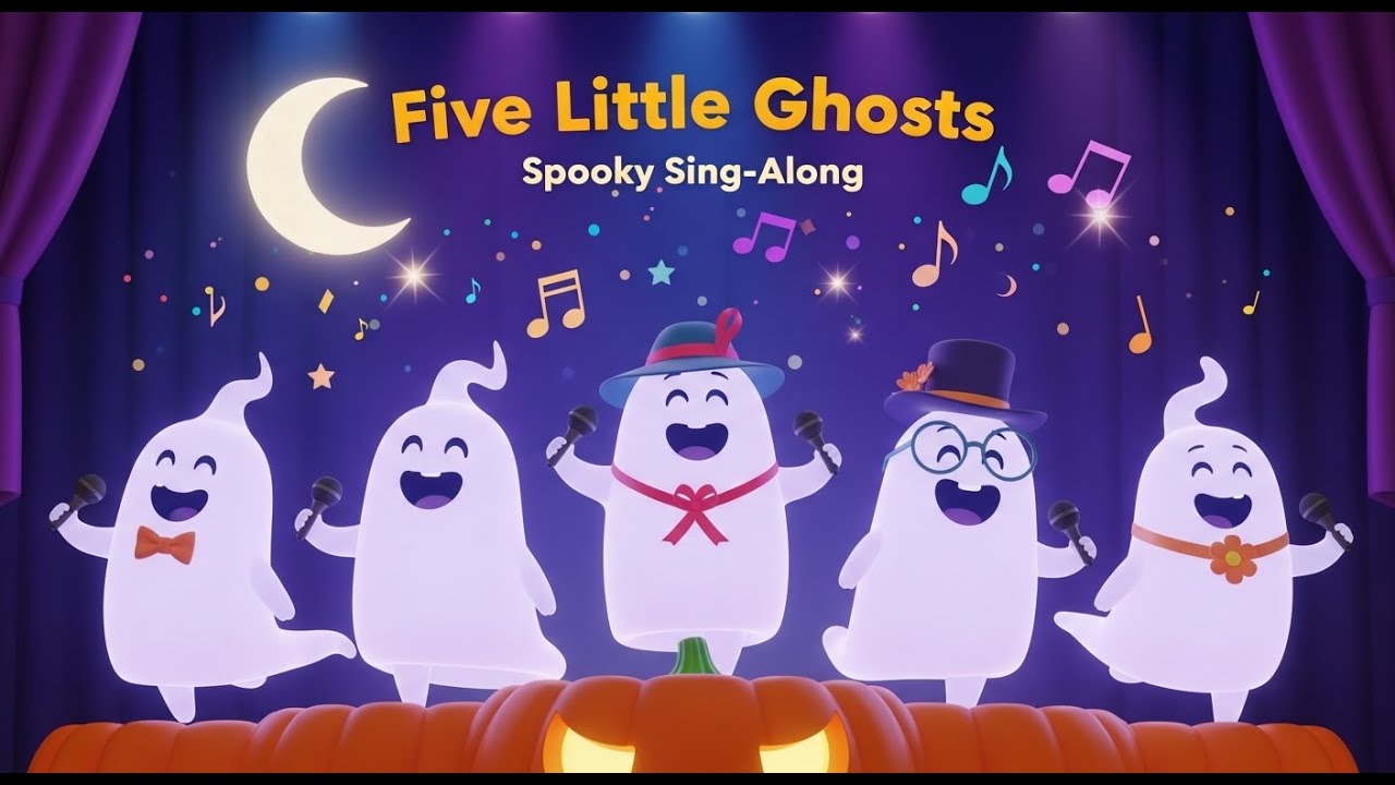Five Little Ghosts Song | Preschool Halloween Rhyme for Counting ...