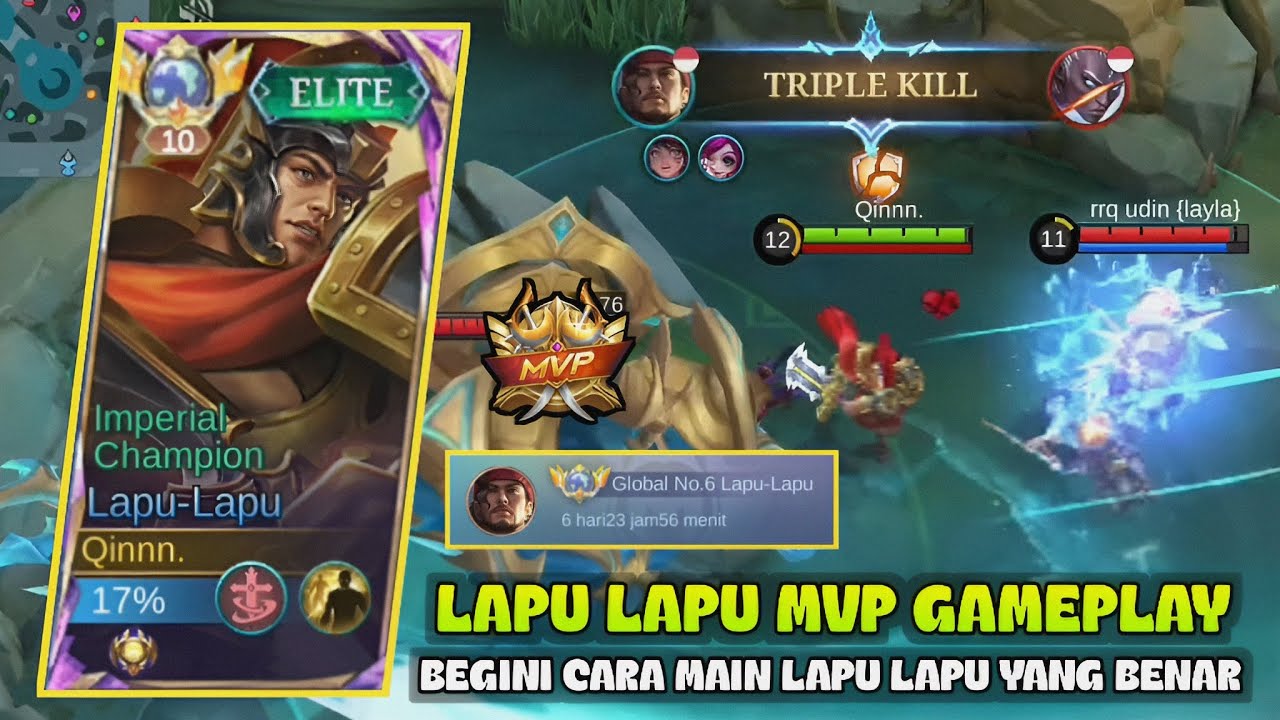 LAPU LAPU MVP GAMEPLAY ! BEGINI GERAKAN LAPU DOMINASI EXP LANE | TOP GLOBAL LAPU LAPU - MLBB ...