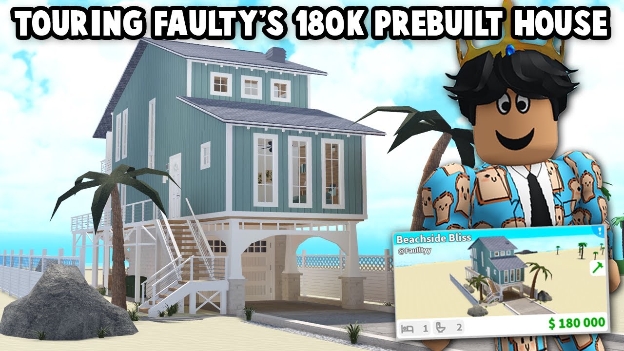 TOURING FAULTY'S NEW 180K BLOXBURG PREBUILT BEACH HOUSE - YouTube