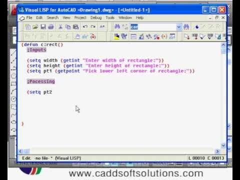AutoLISP Programming Tutorial - 3A - YouTube