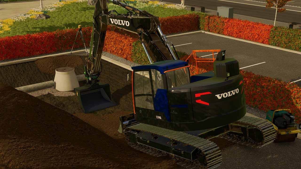 FS22 Laying Pipes | Erlengrat | Volvo ECR145El | Public Works - YouTube