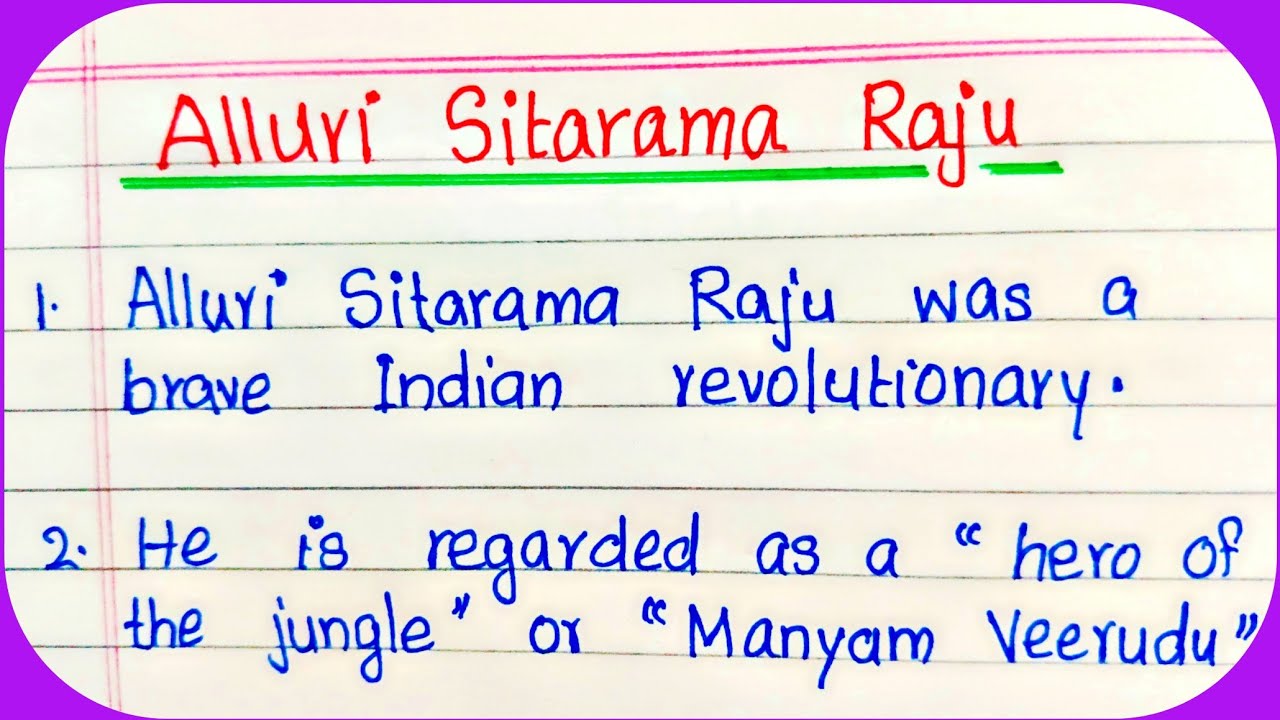 Alluri Sitarama Raju Speech || Alluri Sitarama Raju Essay || Few Lines ...