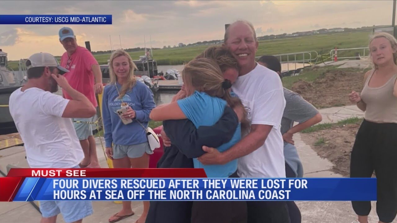 Four divers rescued after they were lost for hours at sea off the North ...