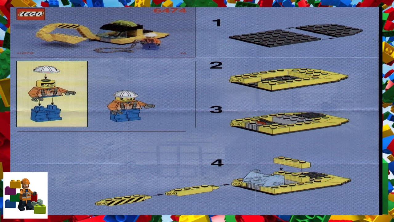 LEGO instructions - Town - City - 6474 - 4-Wheeled Front Shovel - YouTube