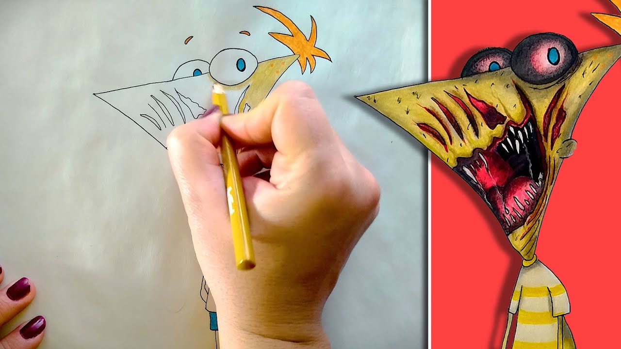 How To Draw Phineas from Phineas and Ferb | The Horror version - YouTube