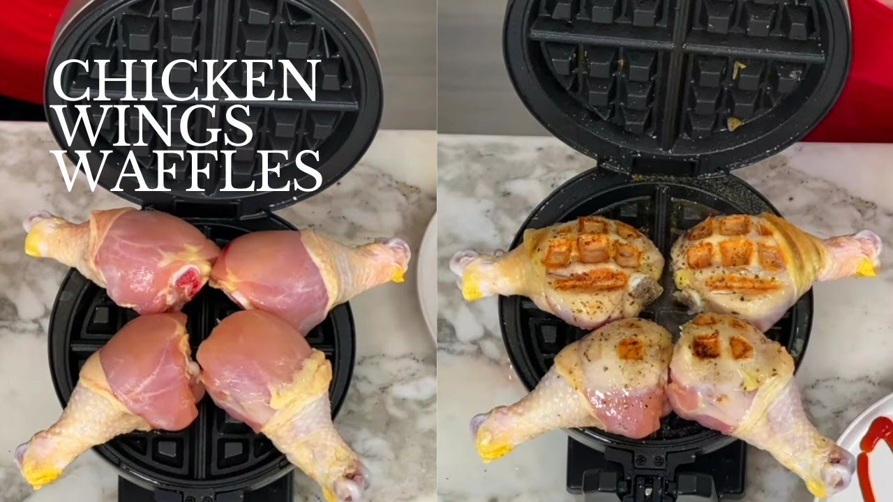 Cook chicken legs in waffle maker || #soundeating #crash #chickenwaffle ...