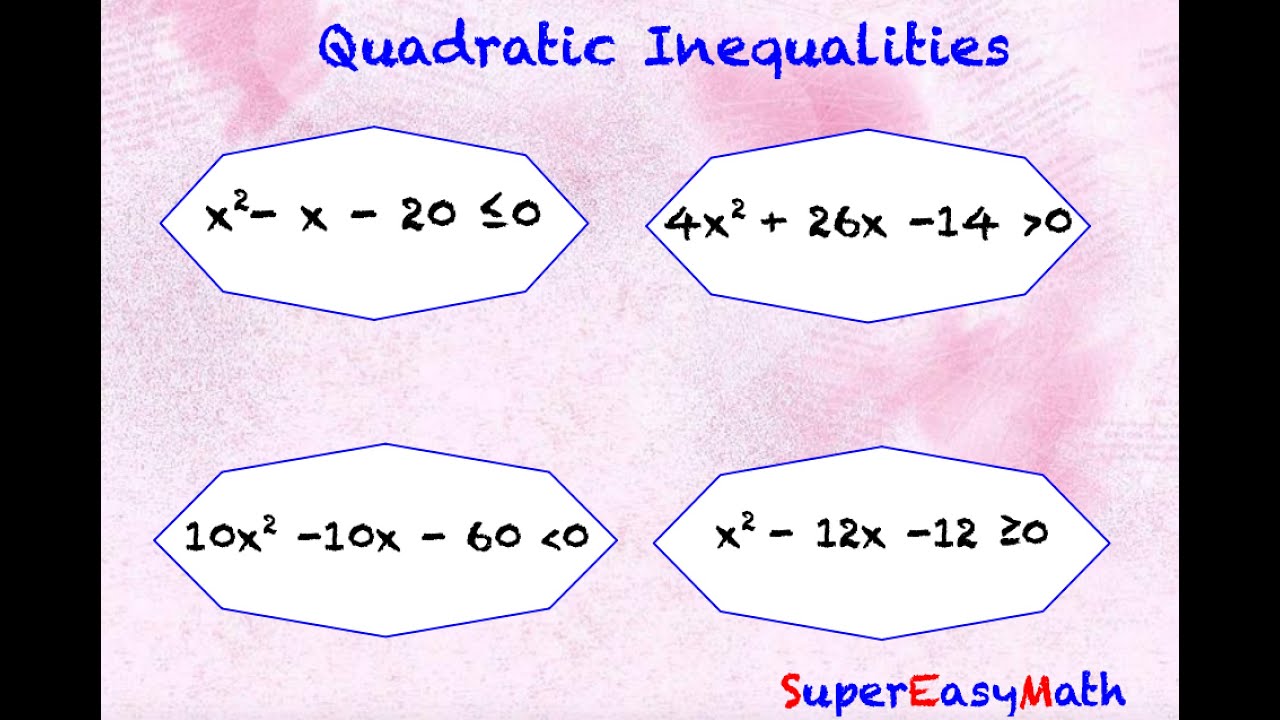 How to Solve Quadratic Inequality (4 examples) - YouTube