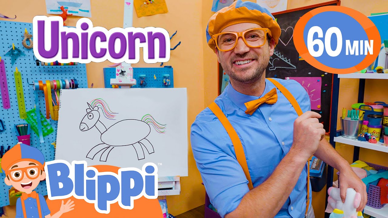 How To Draw A Unicorn | Blippi Painting for Kids | Moonbug Kids - Art ...