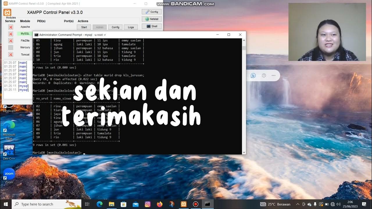 Cara membuat database, table, dan mengisi field menggunakan aplikasi cmd dan xampp - YouTube