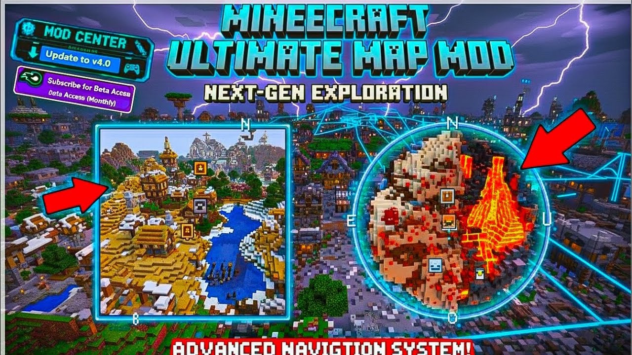 🔥 Best Minimap Mod for Minecraft PE/Bedrock 1.21+ | Live Map, Waypoints ...