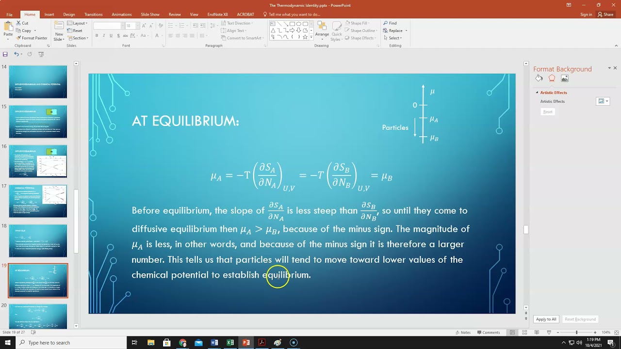 Diffusive equilibrium and chemical potential - YouTube