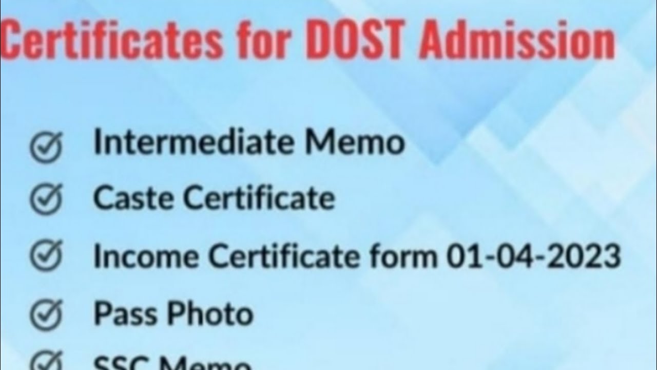 Dost 2nd Phase Registration 16.06.23#foryou #Required certificates ...