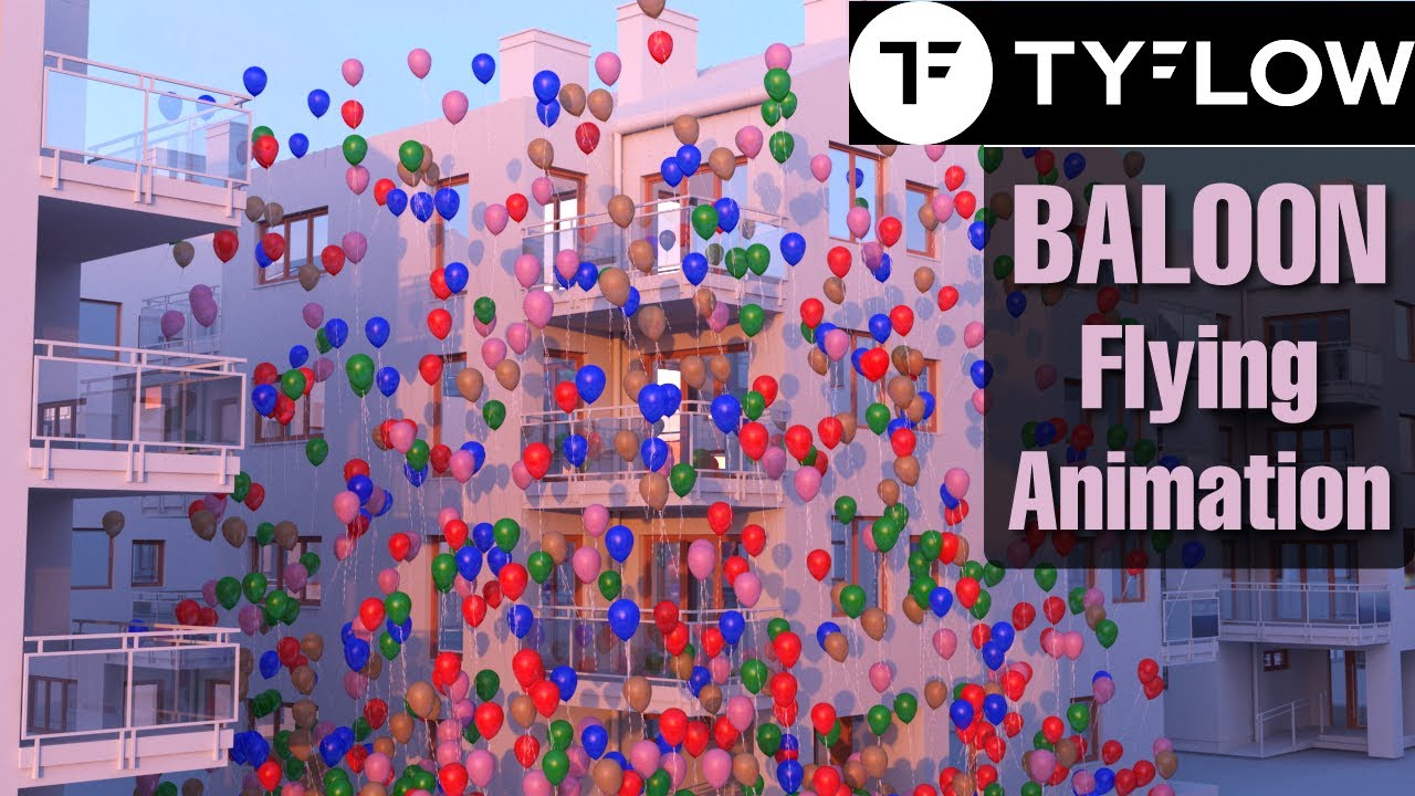 TyFlow Balloon Flying Animation - YouTube