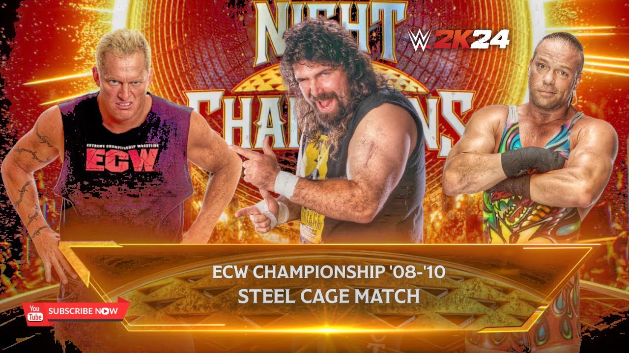 ECW championship Match Sand man vs RVD vs Cactus jack WWE 2k24 - YouTube