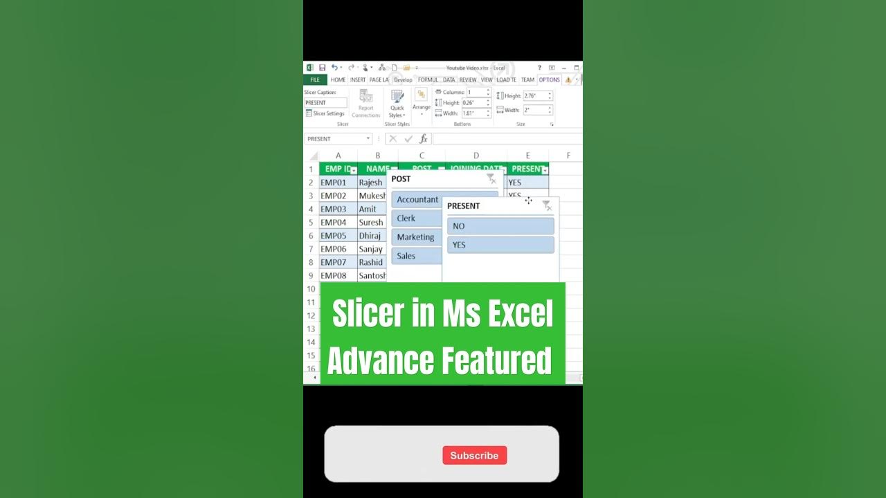 Slicer in MS Excel | How to Use Slicers in MS Excel - YouTube
