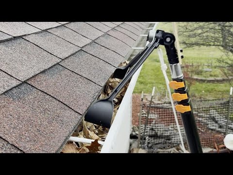How to Clean Gutters from Ground with Grabber on Pole (Gutter Sense ...