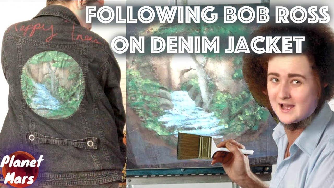 Following a Bob Ross Painting on Denim Jacket - YouTube