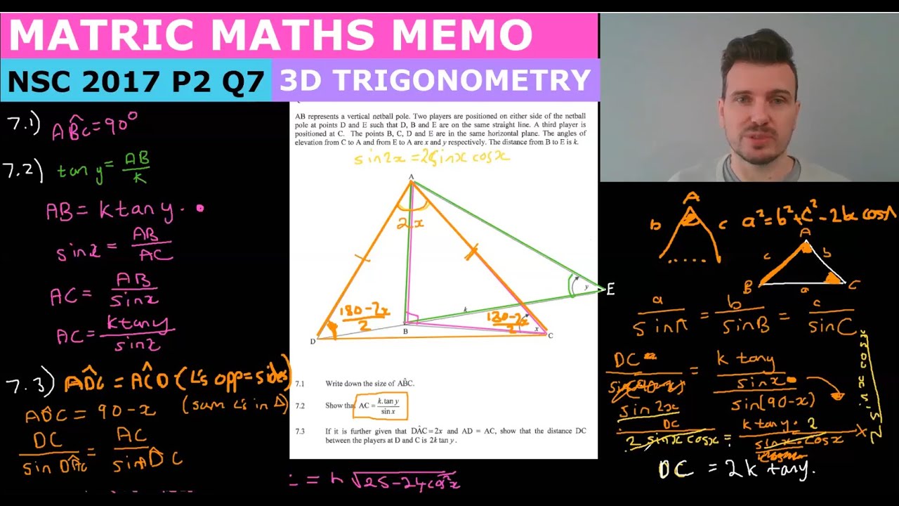 Matric Mathematics NSC Paper 2 November 2017 Memo - Question 7 (3D ...