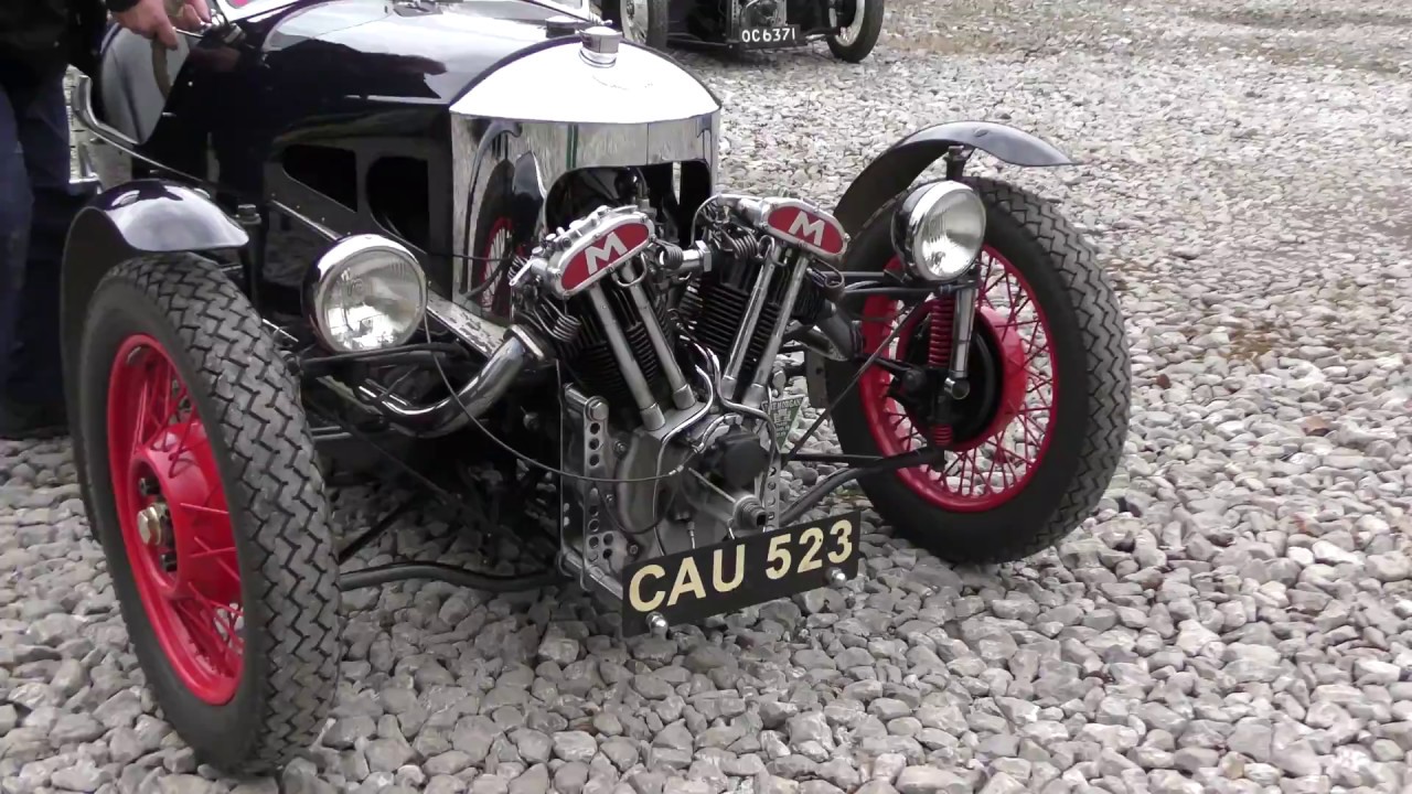 Morgan 3 wheelers depart from the Anson Engine Museum - YouTube