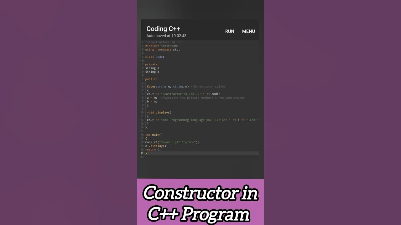 Constructor in C++ Program #constructor #cppprogramming #coding - YouTube