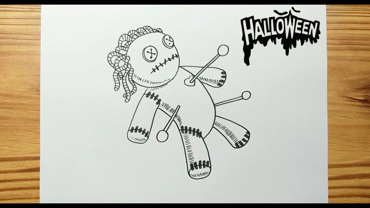How to draw VOODOO DOLL - YouTube