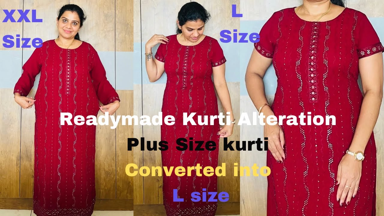 Ready made Kurti Alteration in easy method|Chudithar top alterations|convert plus size into ...