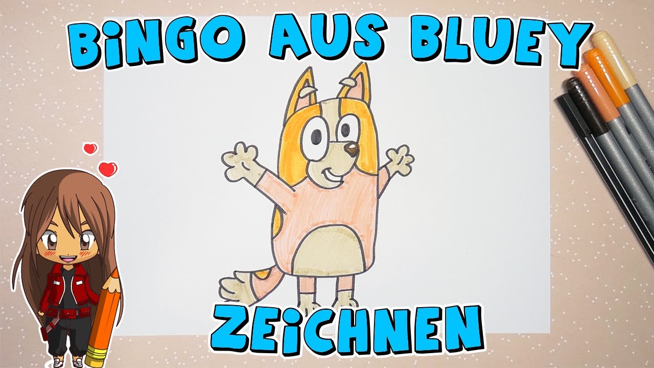 Bingo aus Bluey einfach malen für Kinder | ab 8 Jahren | Malen mit Evi ...