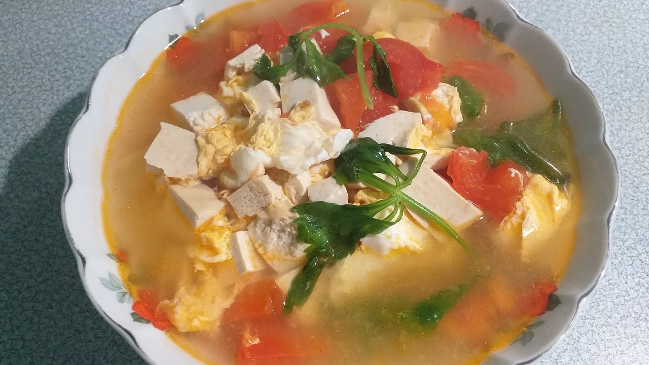 SOUP TAHU TOMAT TELUR MASAKAN CINA - YouTube